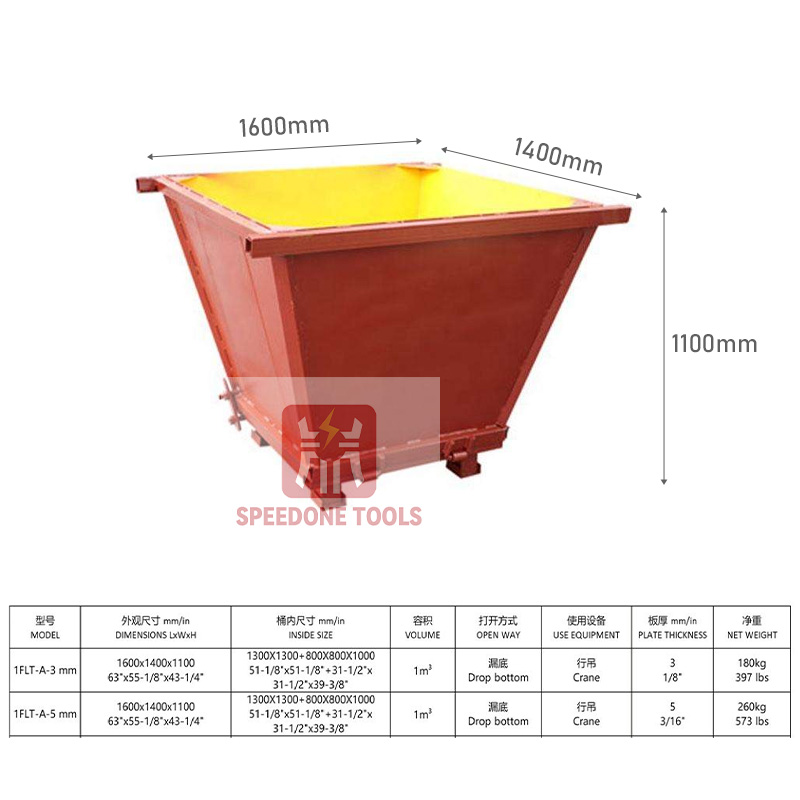 1 Cubic Meter Steel Dumping Hopper Heavy Duty | Speedone
